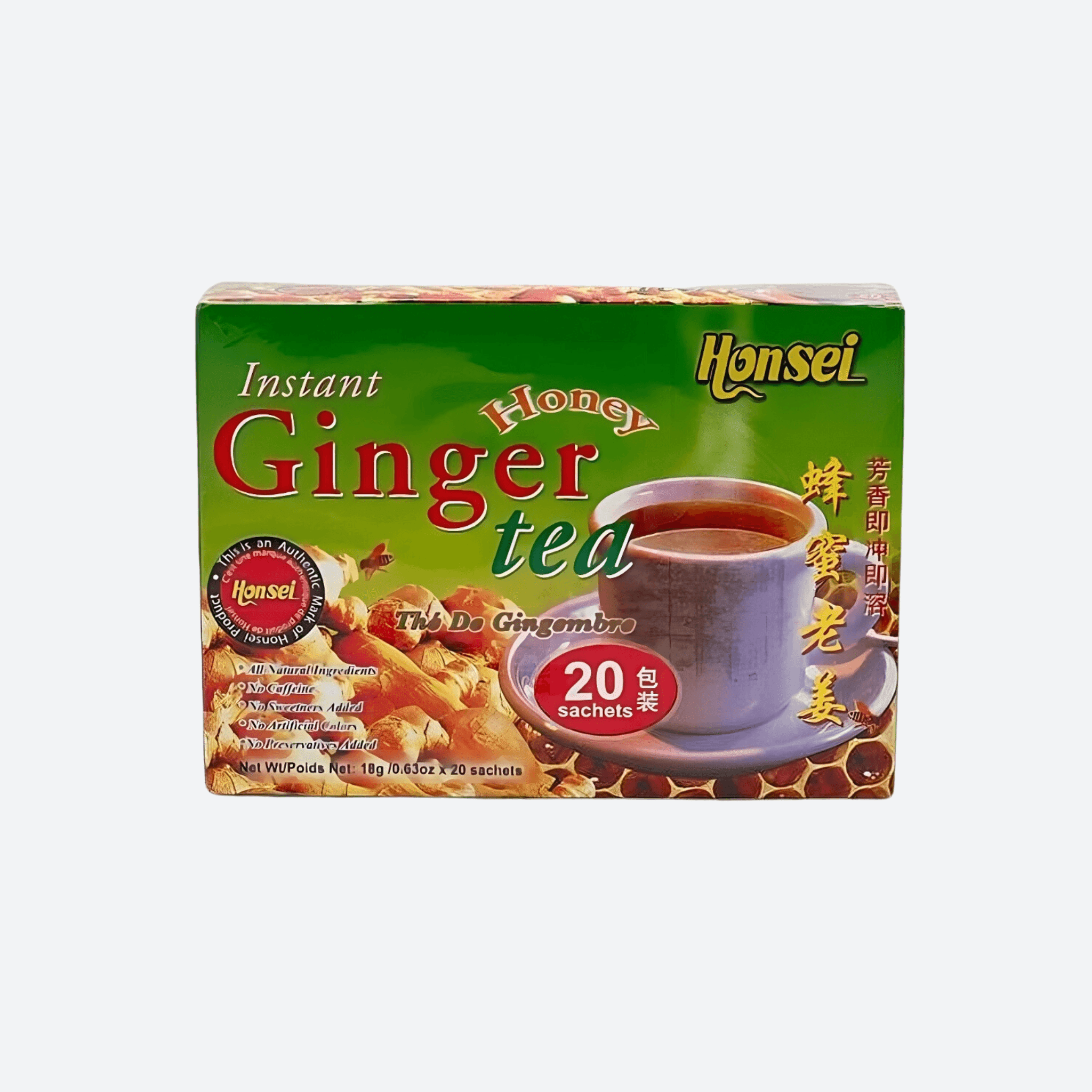 Instant Honey Ginger Tea - Original Flavor-18g-20 Sachets-Soothing and ...