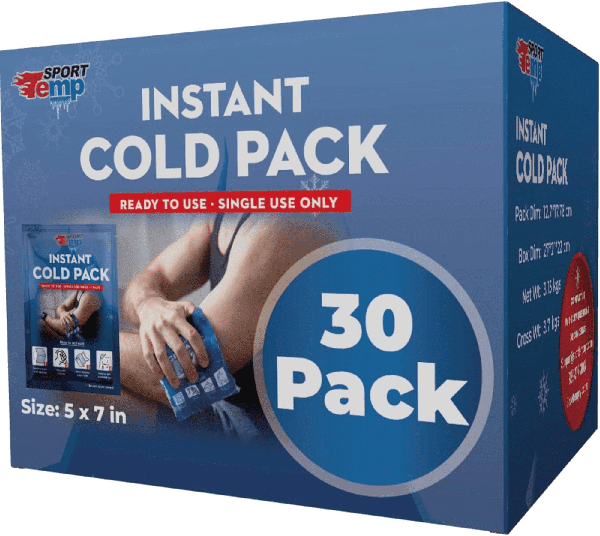 : Instant Ice Cold Packs - 30 Individual Packs (7”x5”) Cold Therapy Ice ...