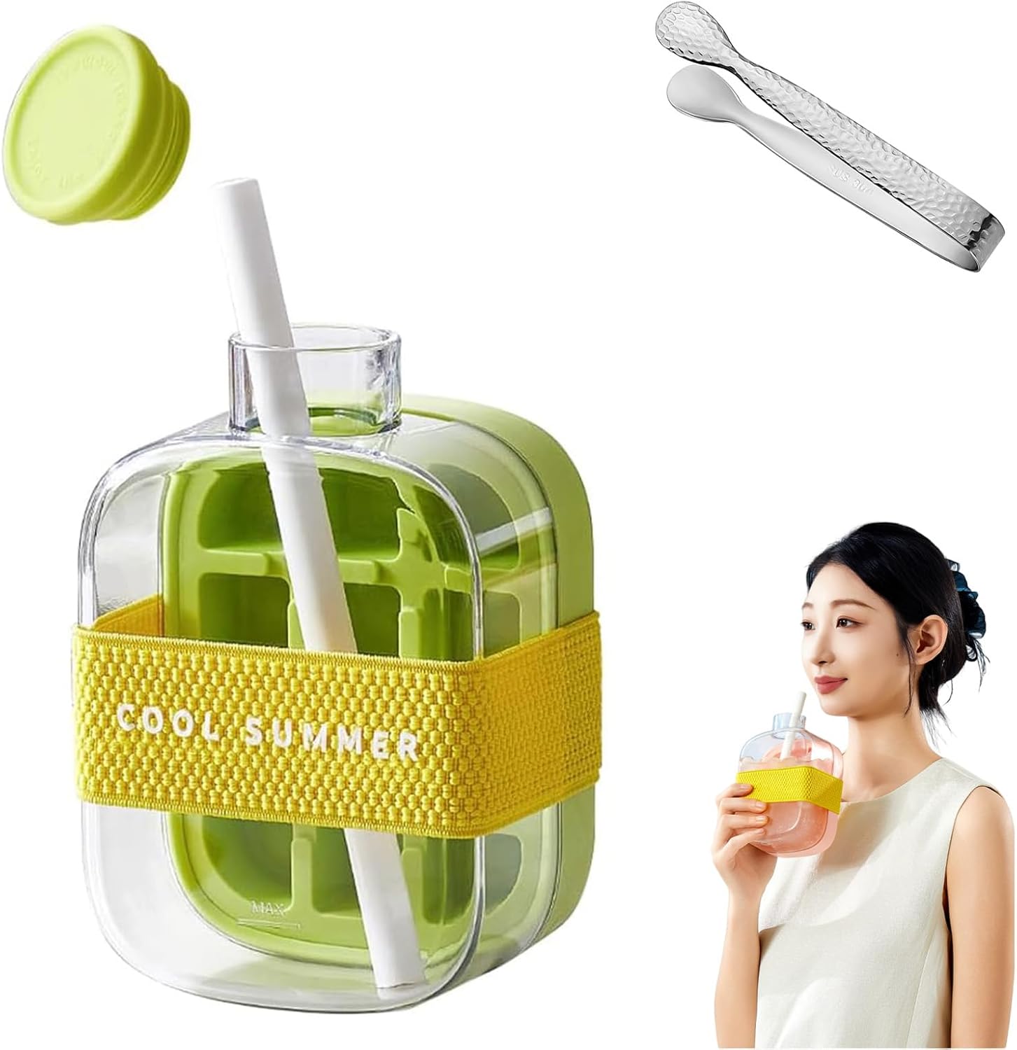 Instant Ice Press Bottle, Cool Summer Ice Cube Tray Drinking Bottle Cup ...