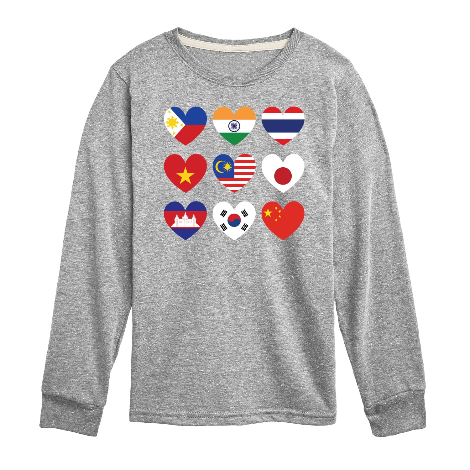 Instant Message - AAPI Heart Flags - Toddler And Youth Long Sleeve ...