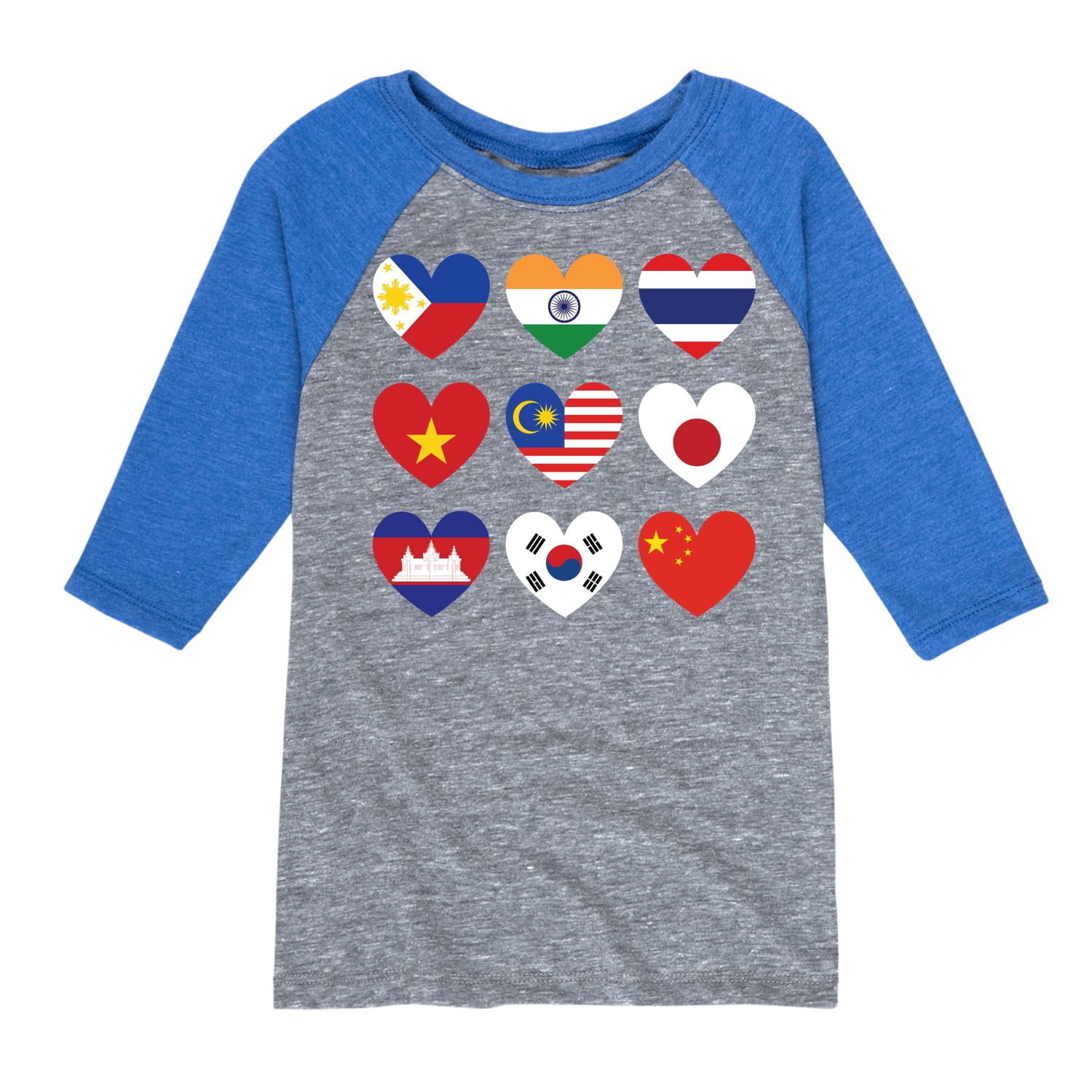 Instant Message - AAPI Heart Flags - Toddler And Youth Raglan Graphic T ...