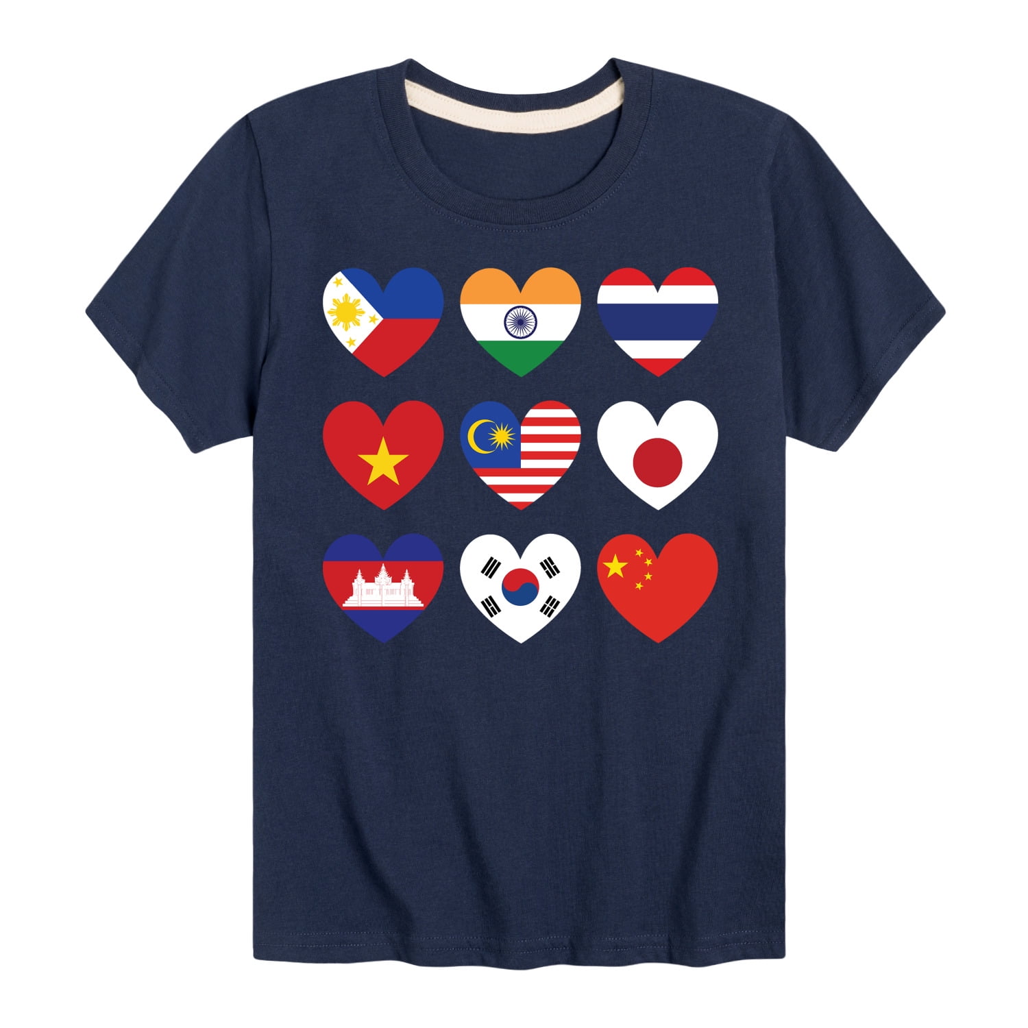 Instant Message - AAPI Heart Flags - Toddler And Youth Short Sleeve ...