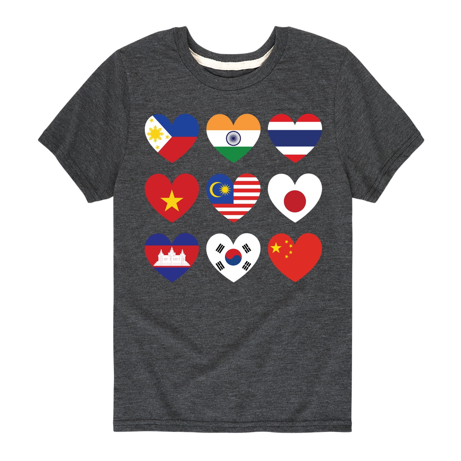 Instant Message - AAPI Heart Flags - Toddler And Youth Short Sleeve ...
