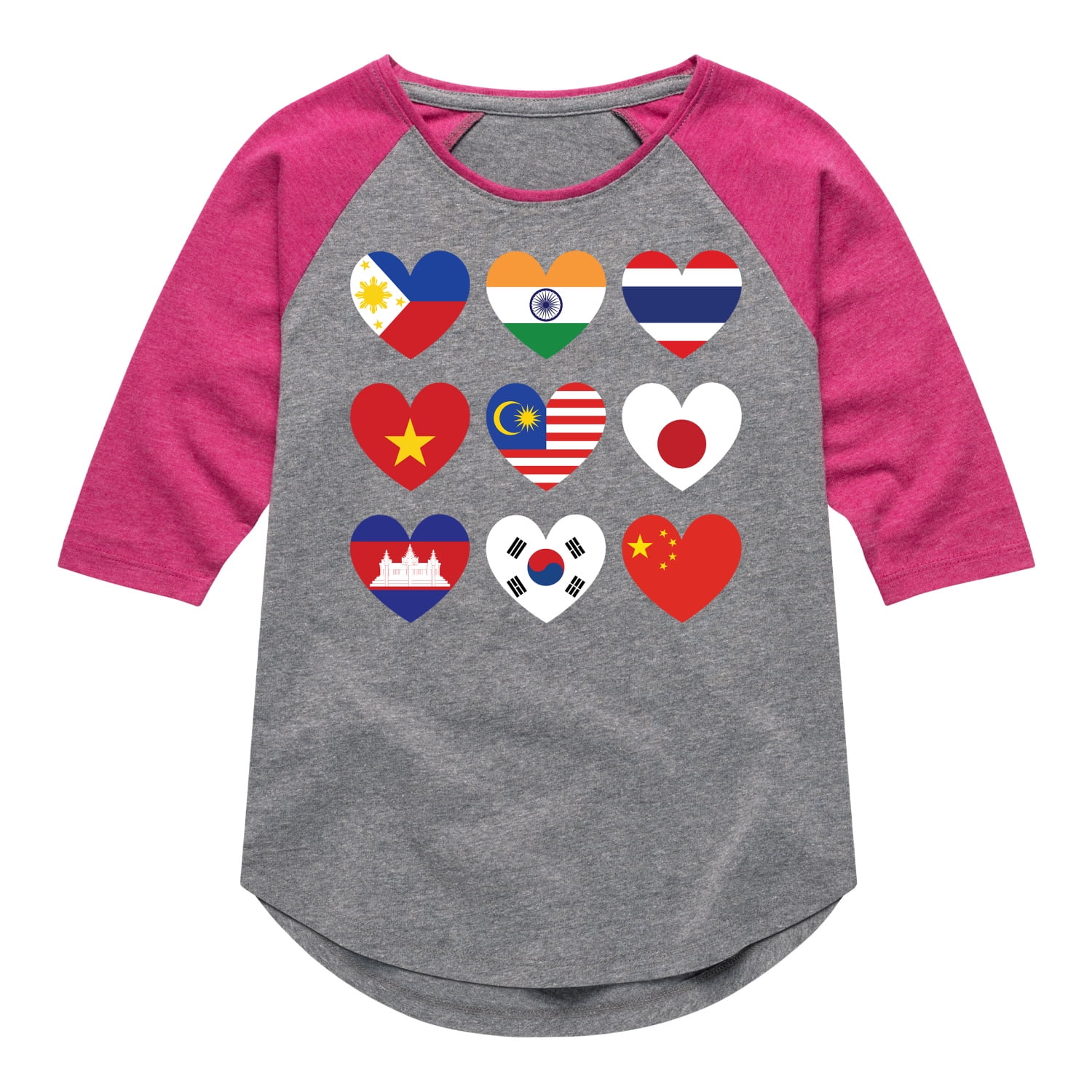 Instant Message - AAPI Heart Flags - Toddler & Youth Girls Raglan ...