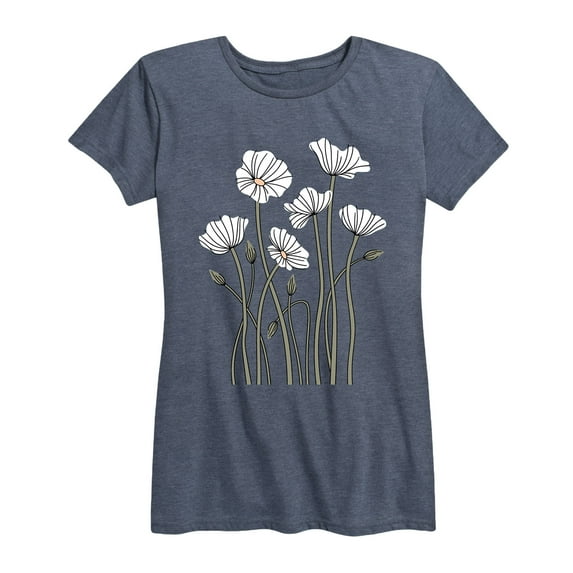 Instant Message - Abstract White Poppies - Women's Short Sleeve Graphic ...