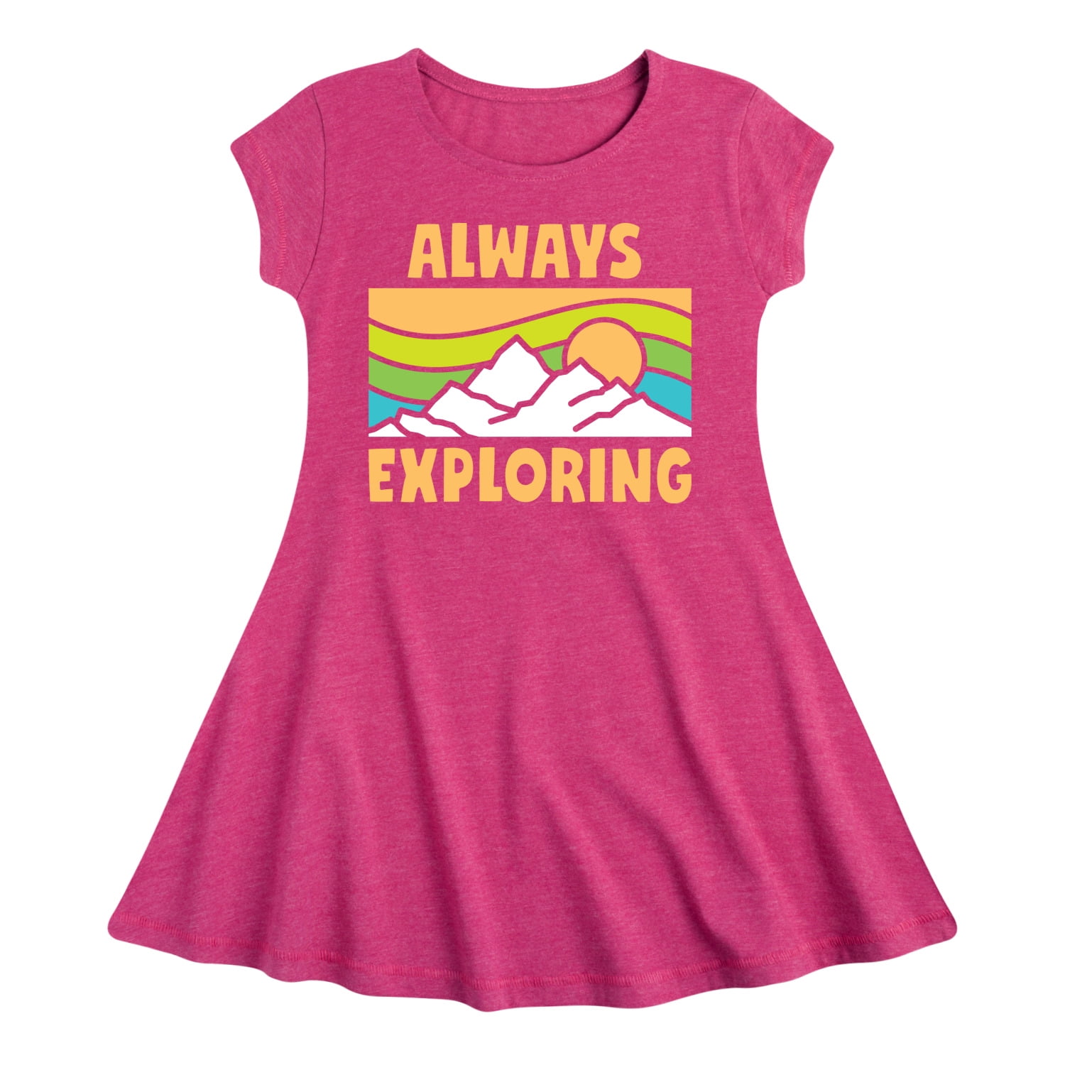 Instant Message - Always Exploring - Toddler & Youth Girls Fit & Flare Dress - Walmart.com