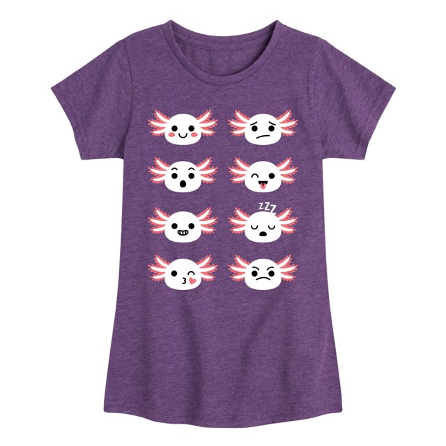 Instant Message - Axolotl Emotion Grid - Toddler And Youth Girls Short Sleeve Graphic T-Shirt ...