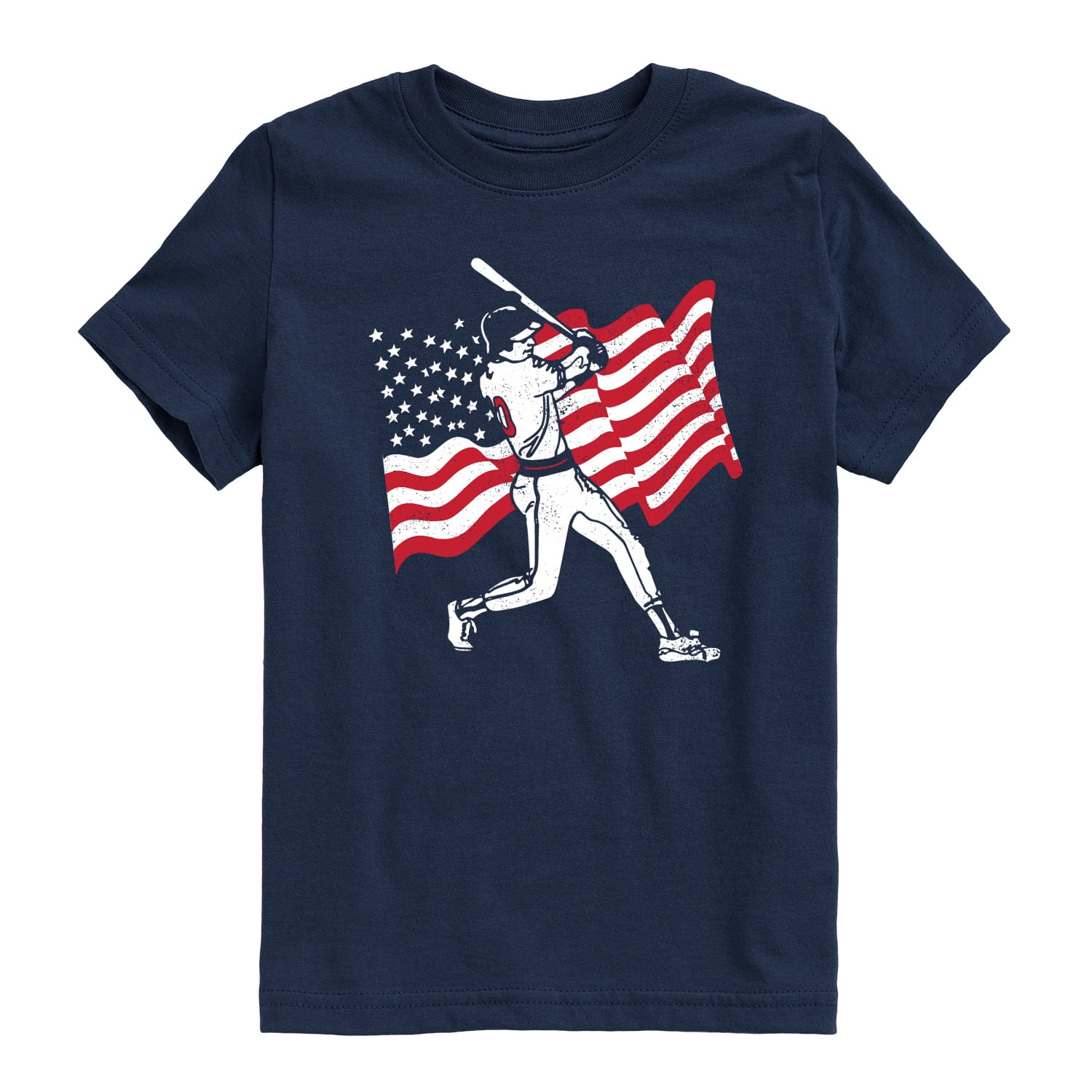 Instant Message - Baseball Player American Flag - Toddler & Youth Short ...