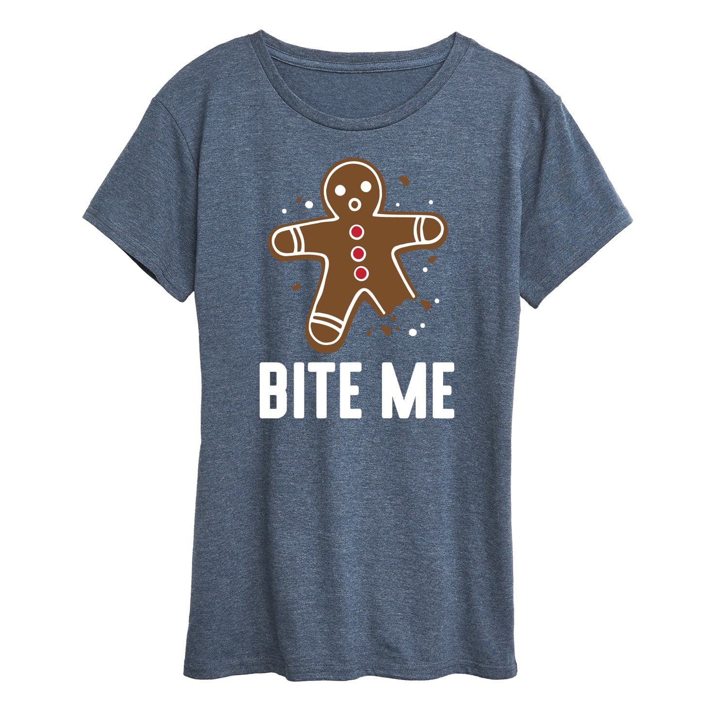 Instant Message - Bite Me Gingerbread Man Christmas- Women's Short ...