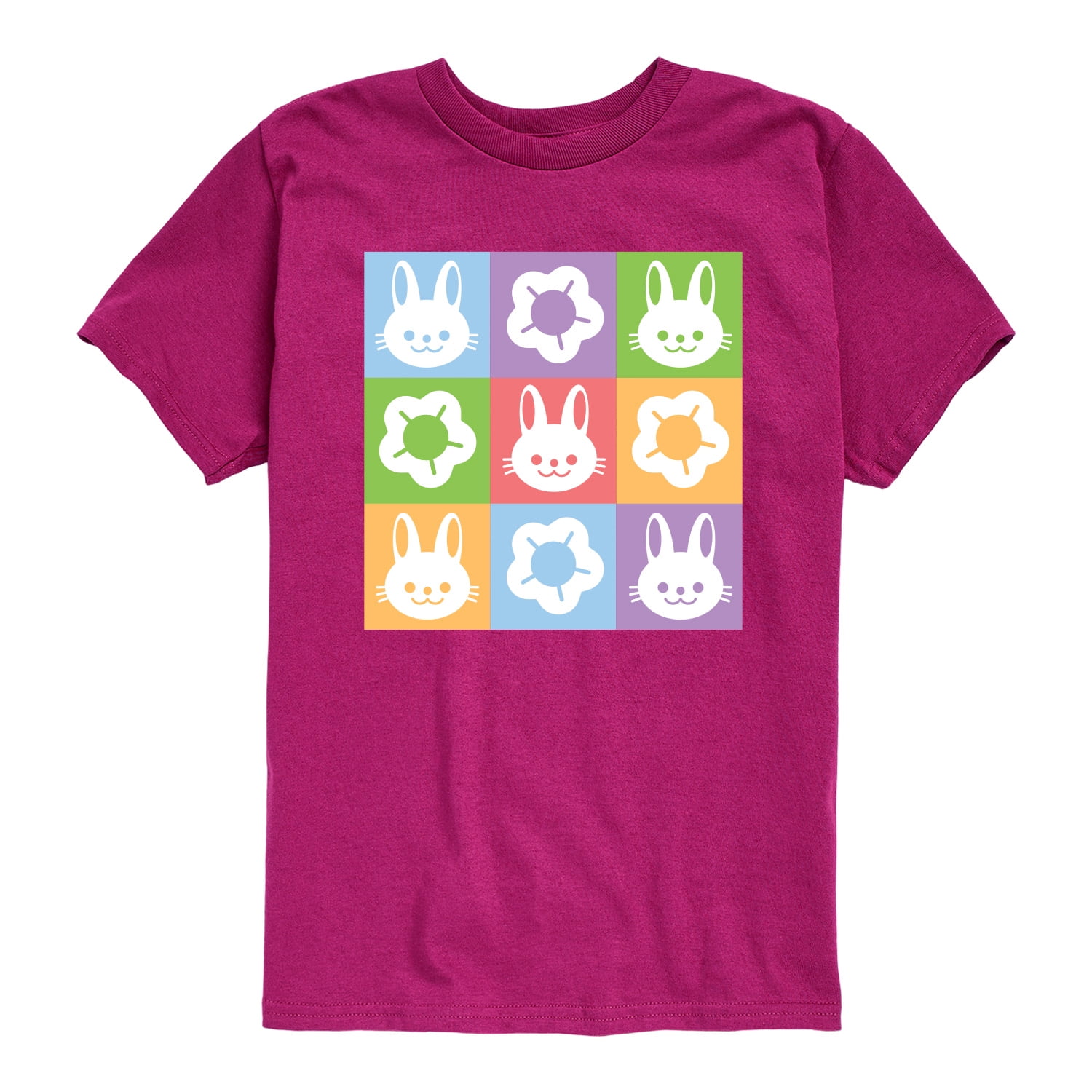 Instant Message - Bunny Flower Grid - Youth Boys Short Sleeve Graphic T ...