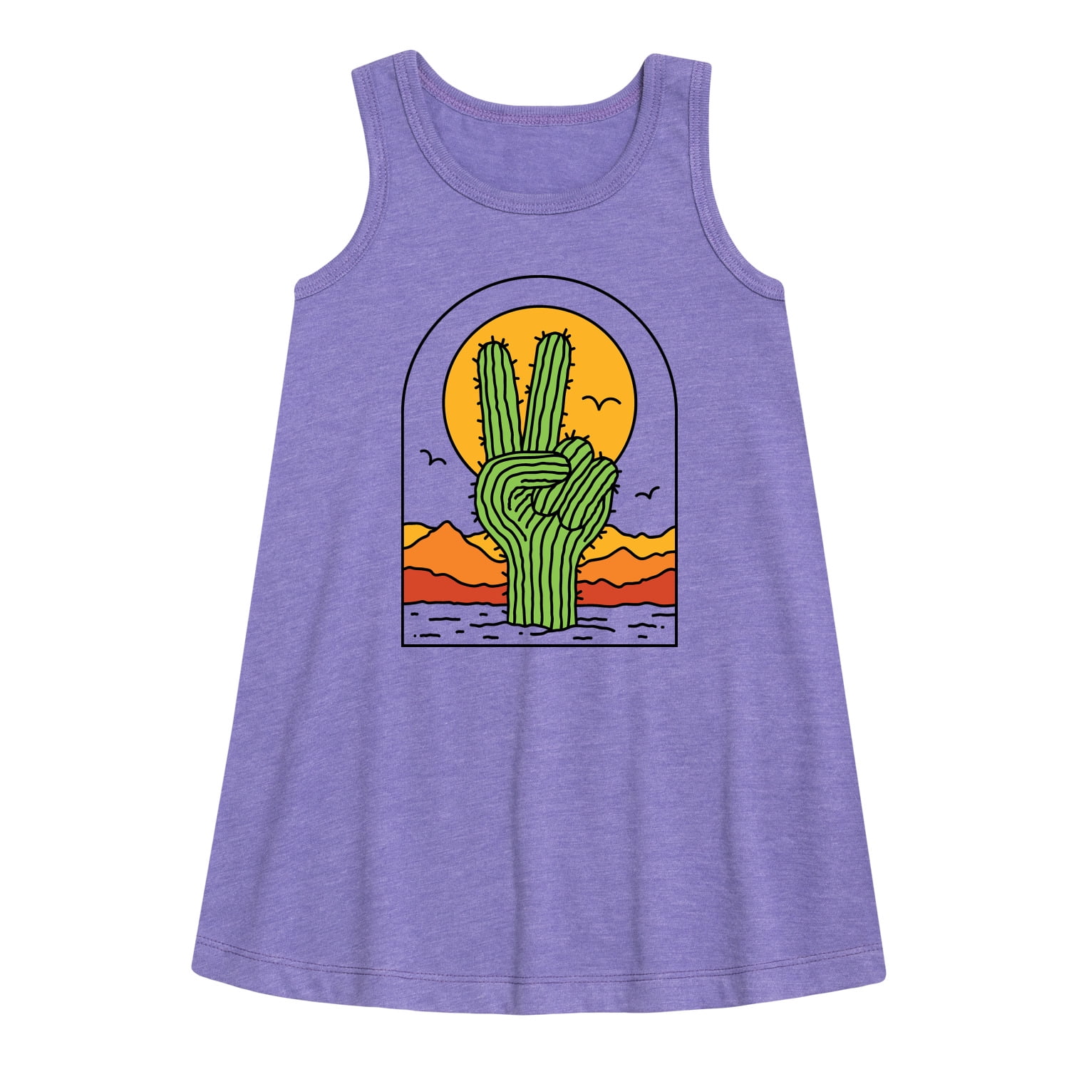 Instant Message - Cactus Peace Sign - Toddler & Youth Girls A-line ...