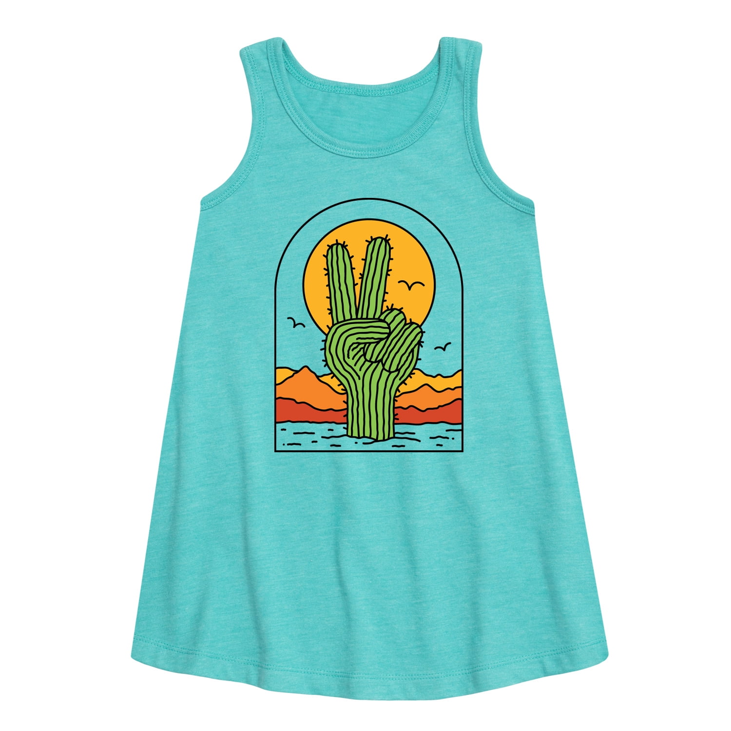 Instant Message - Cactus Peace Sign - Toddler & Youth Girls A-line ...