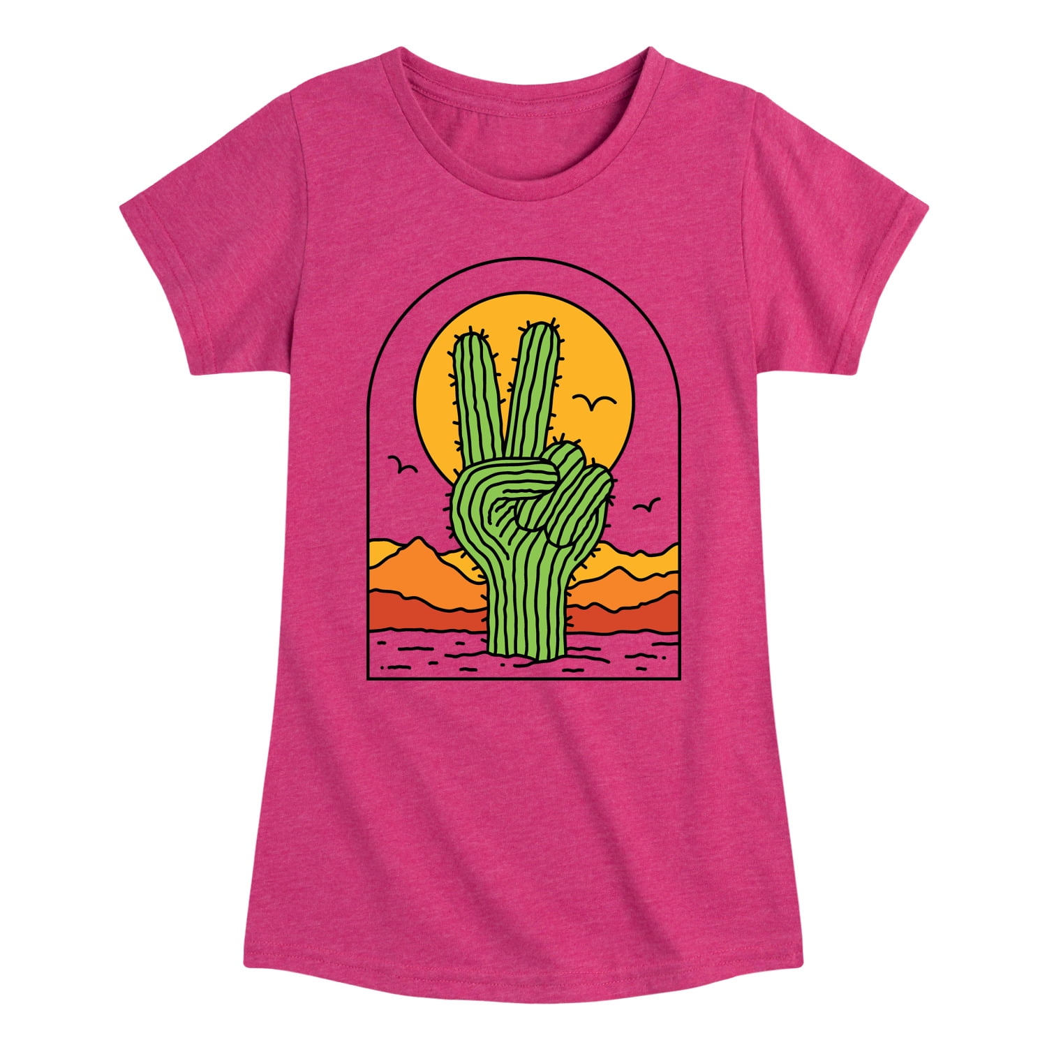 Instant Message - Cactus Peace Sign - Toddler & Youth Girls Short ...