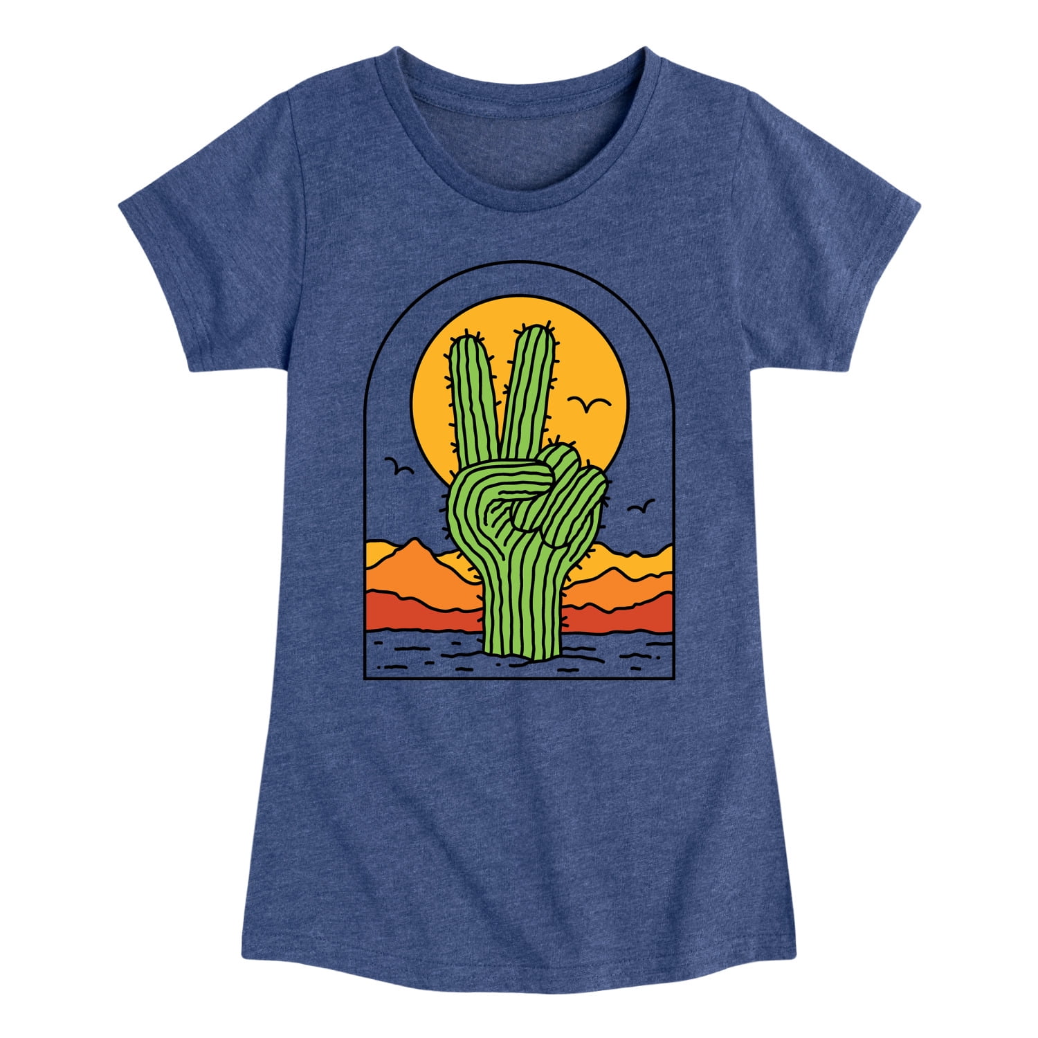 Instant Message - Cactus Peace Sign - Toddler & Youth Girls Short ...