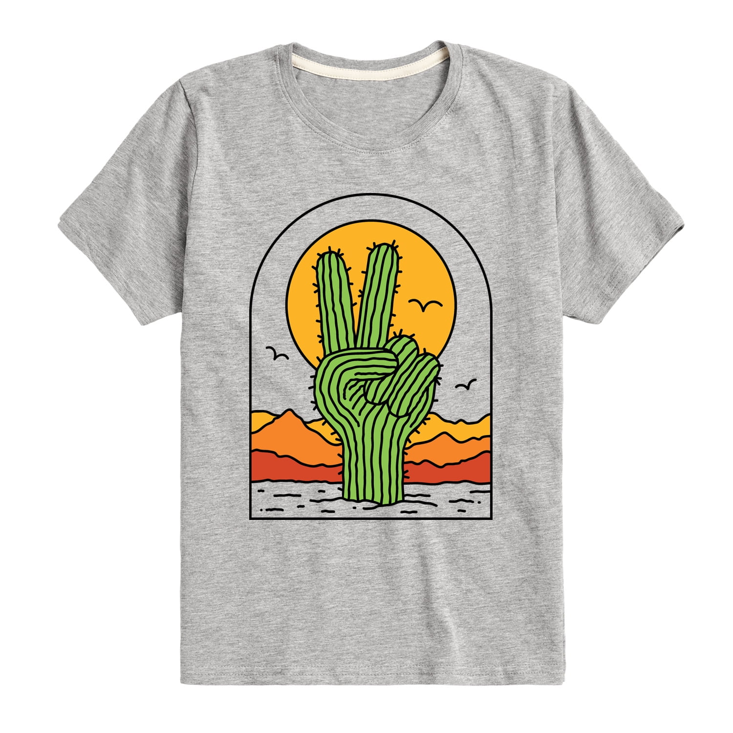 Instant Message - Cactus Peace Sign - Toddler & Youth Short Sleeve ...