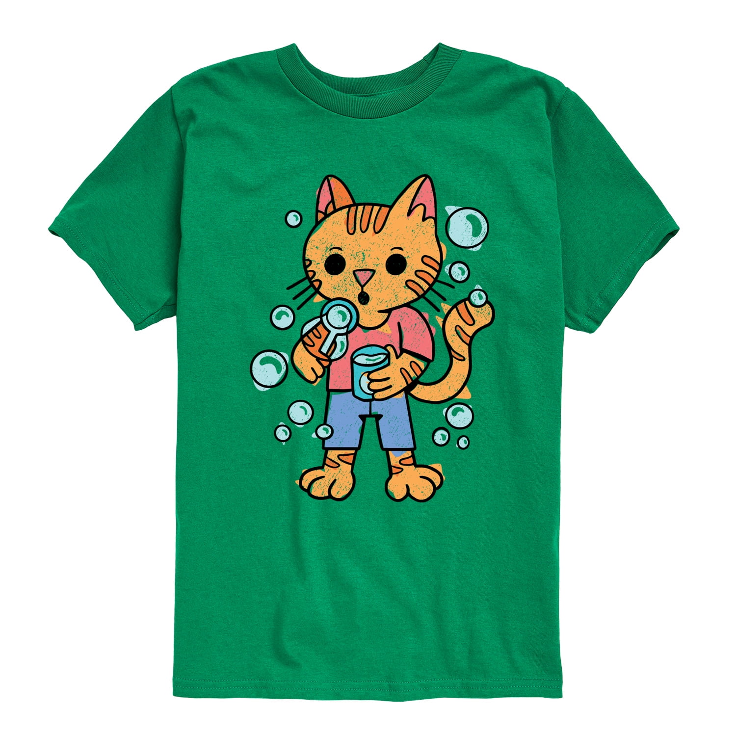 Instant Message - Cat Blowing Bubbles - Toddler & Youth Short Sleeve ...