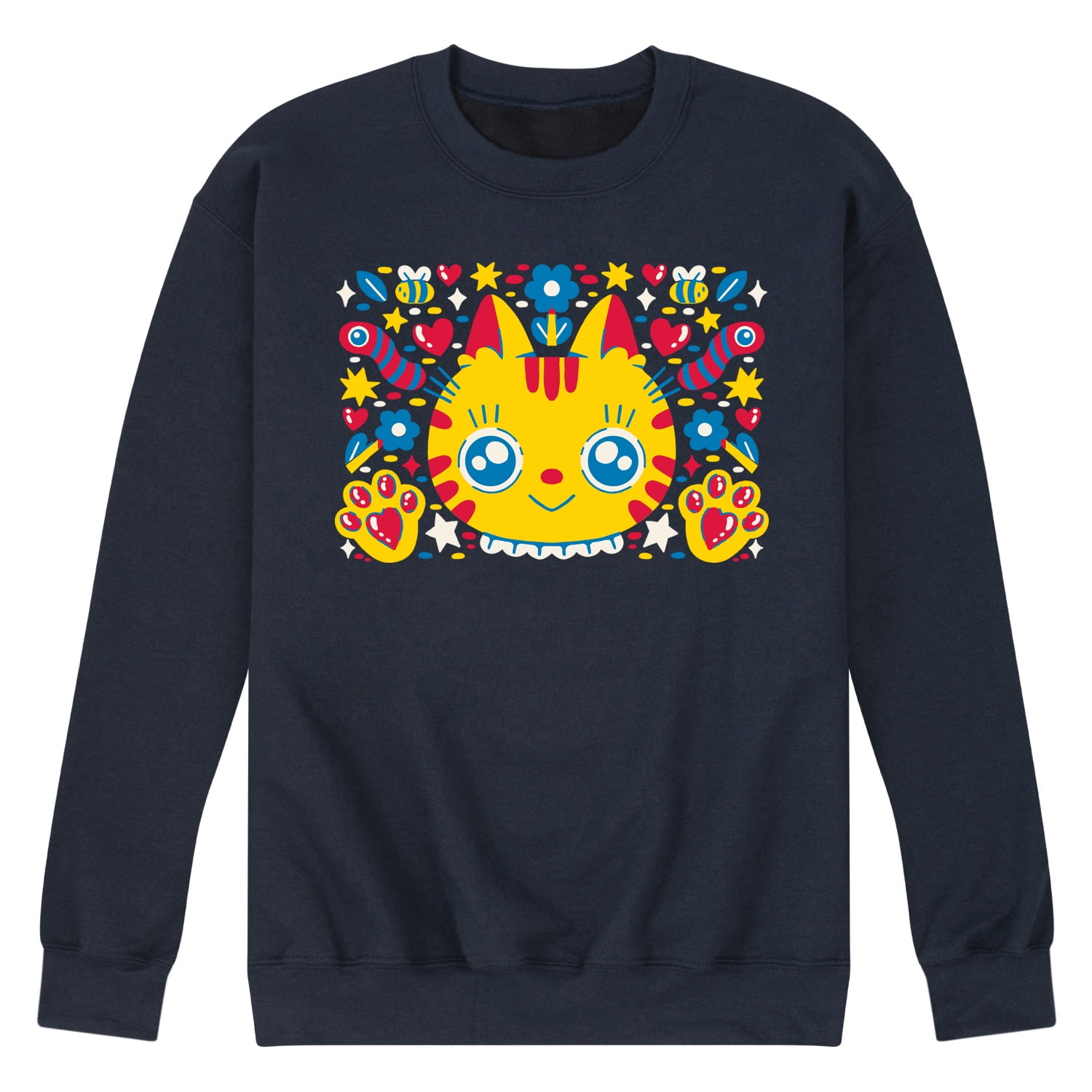 Instant Message - Cat Flower Doodles - Men's Crew Fleece Sweatshirt ...