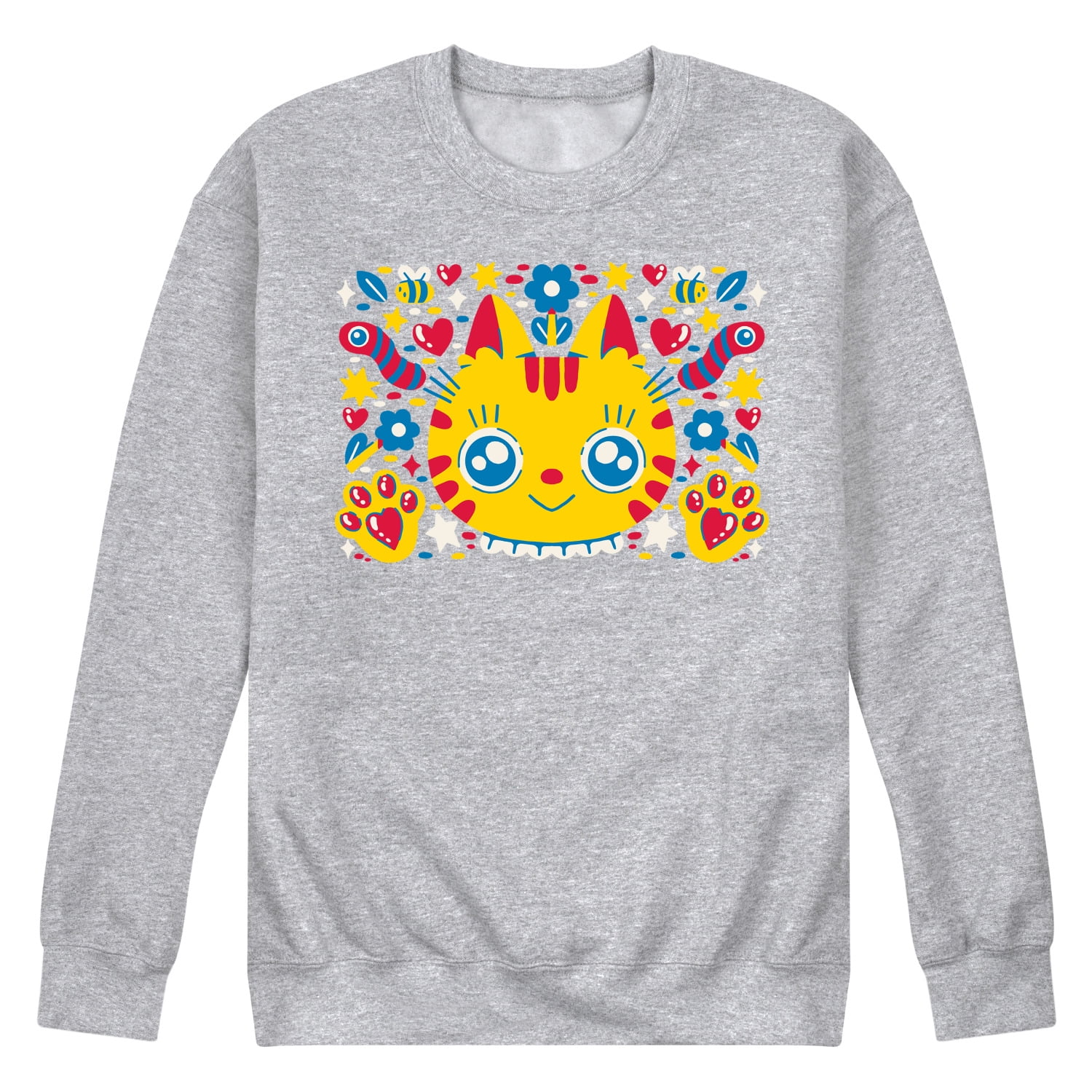 Instant Message - Cat Flower Doodles - Men's Crew Fleece Sweatshirt ...