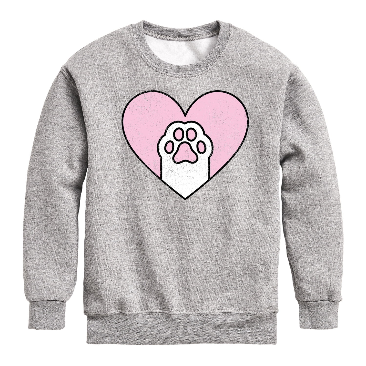 Instant Message - Cat Paw Heart - Youth Boys Crew Fleece Sweatshirt ...