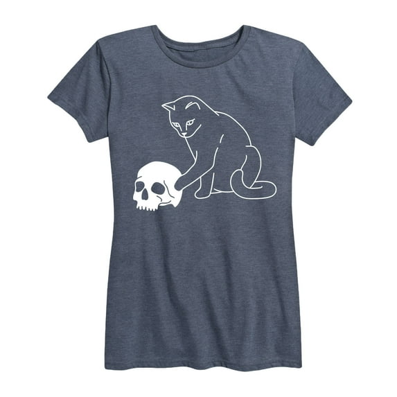 Instant Message - Cat Playing with Skull - Women's Short Sleeve Graphic ...