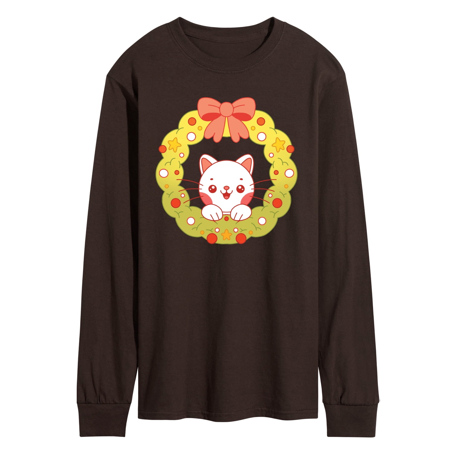 Instant Message - Chibi Cat Wreath - Men's Long Sleeve Graphic T-Shirt ...