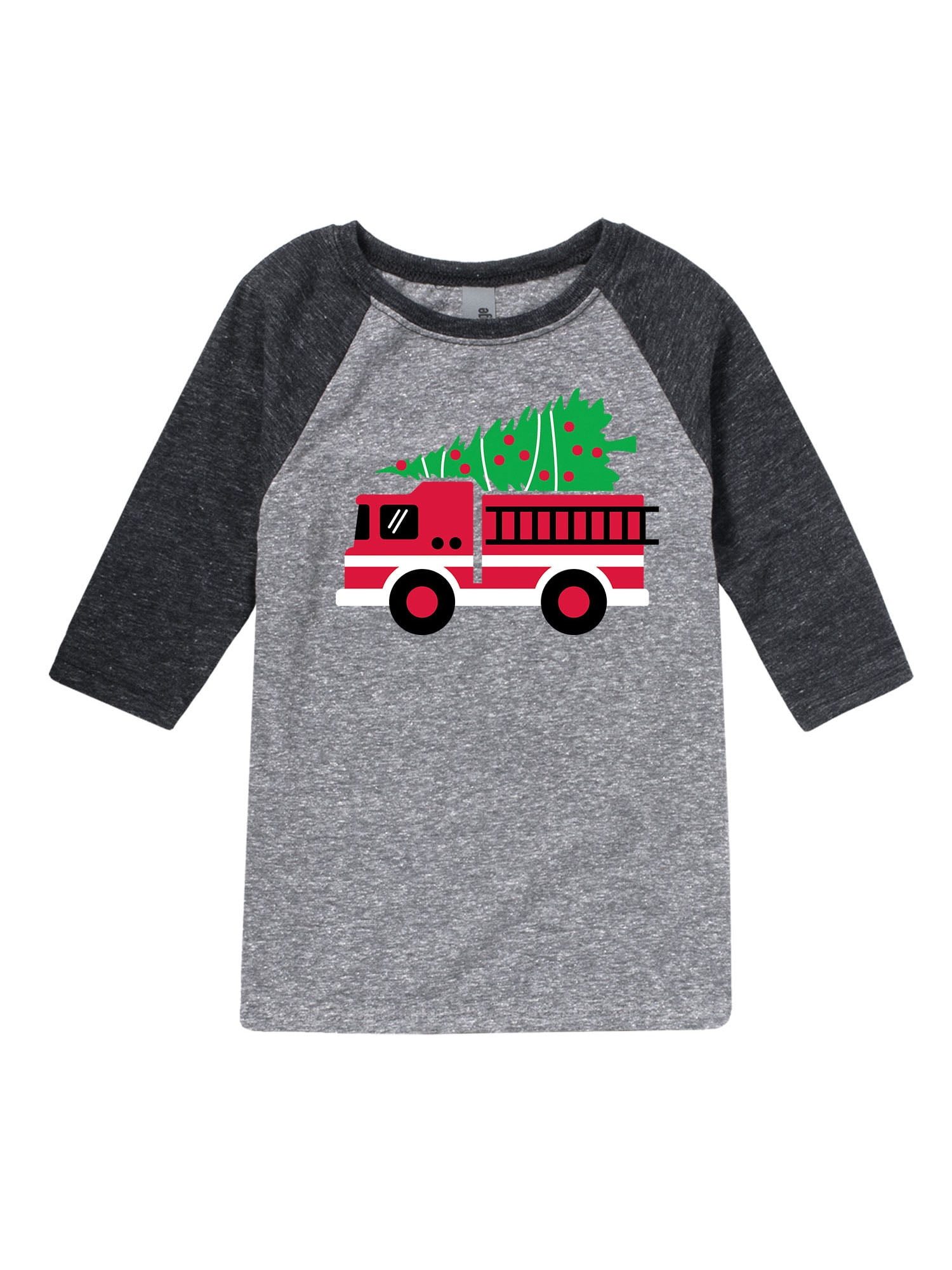 Instant Message - Christmas Fire Truck - Youth Raglan - Walmart.com