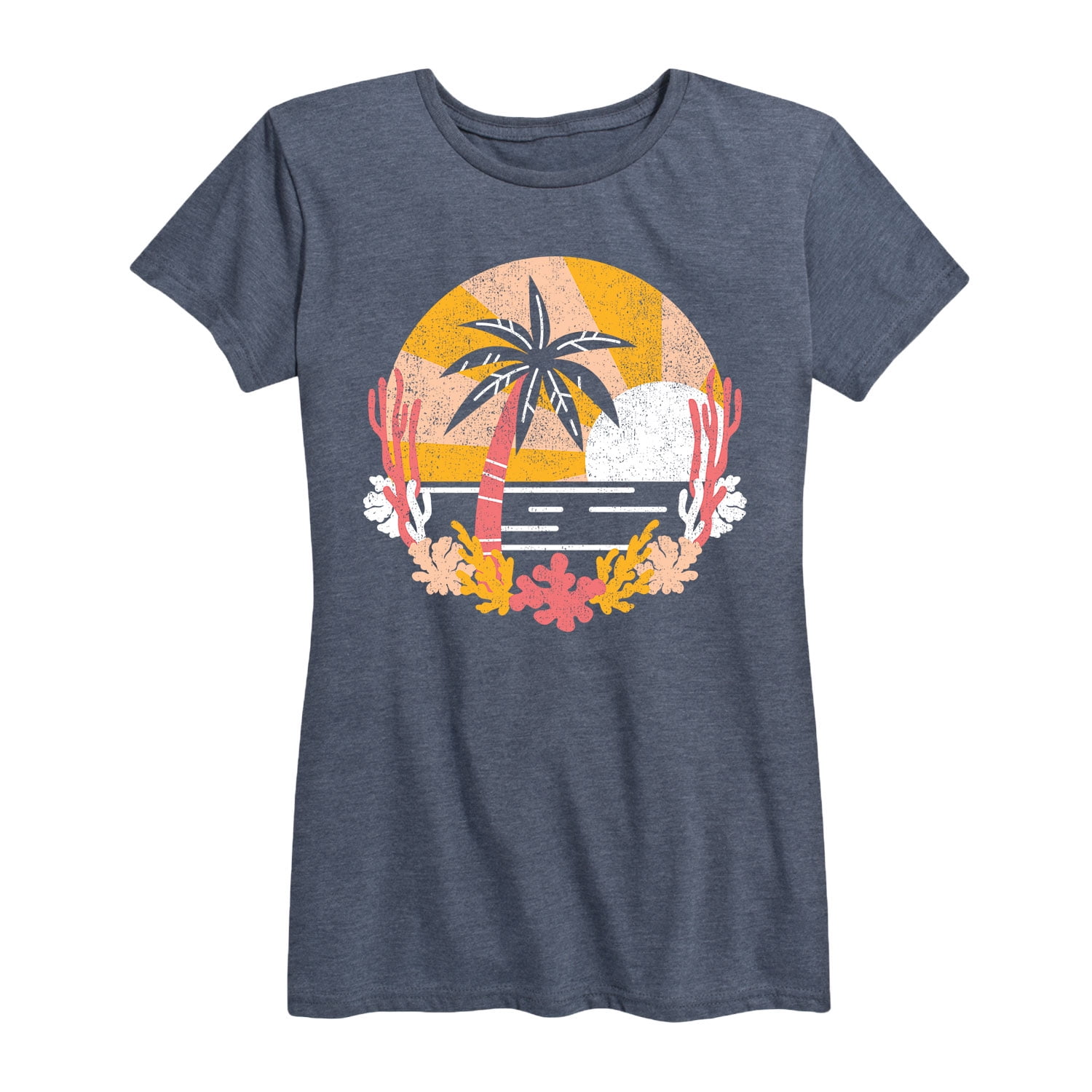 Instant Message - Coral Beach Scene - Women's Short Sleeve Graphic T ...