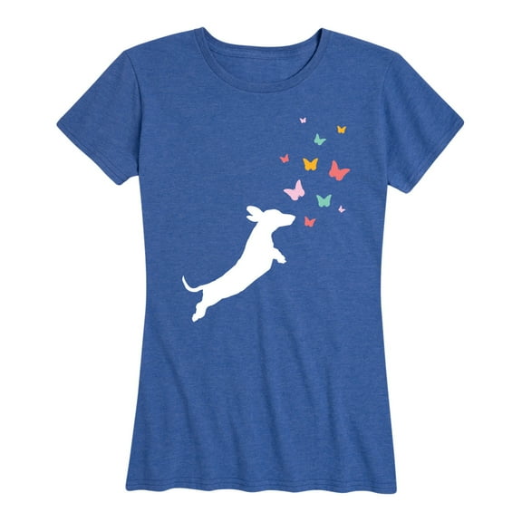 Instant Message - Dog and Butterflies - Women's Short Sleeve Graphic T ...