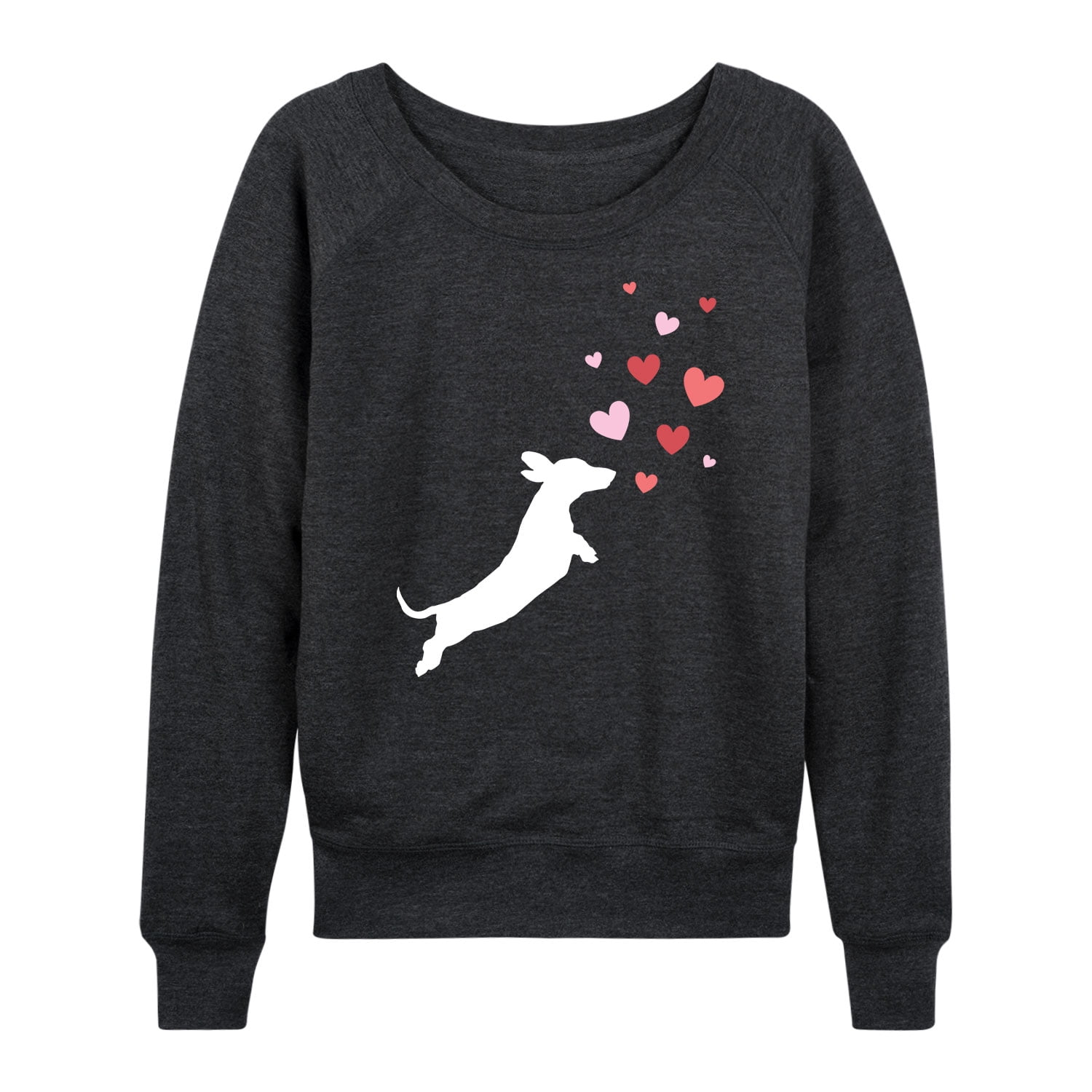 Instant Message - Dachshund Chasing Hearts - Women's French Terry Long ...