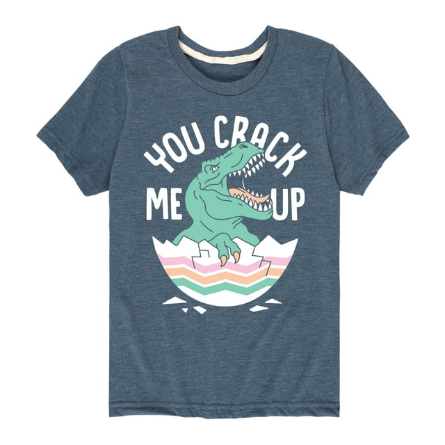 Instant Message - Dino Egg You Crack Me Up - Toddler And Youth Short Sleeve Graphic T-Shirt ...