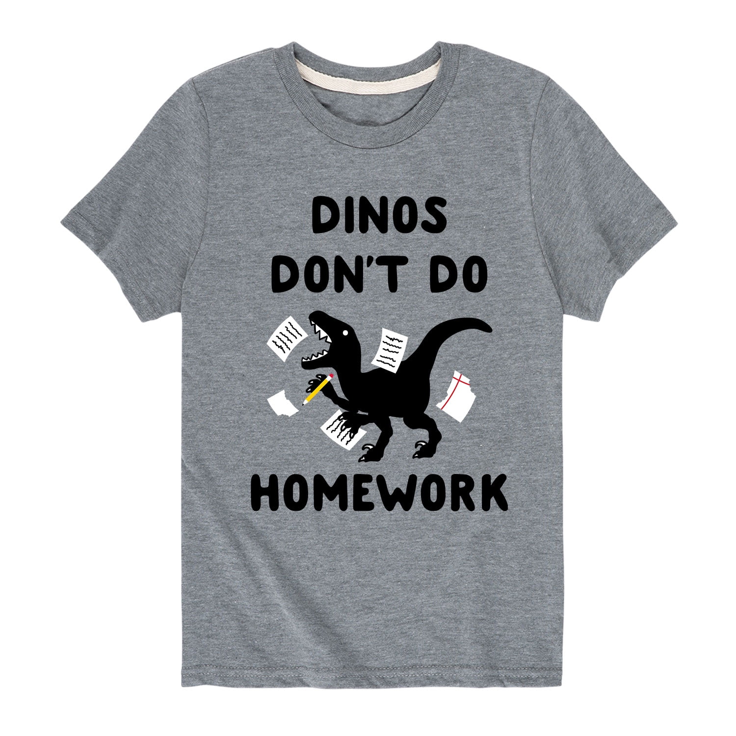 Instant Message - Dinos Don't Do Homework - Kid's Short Sleeve Graphic ...