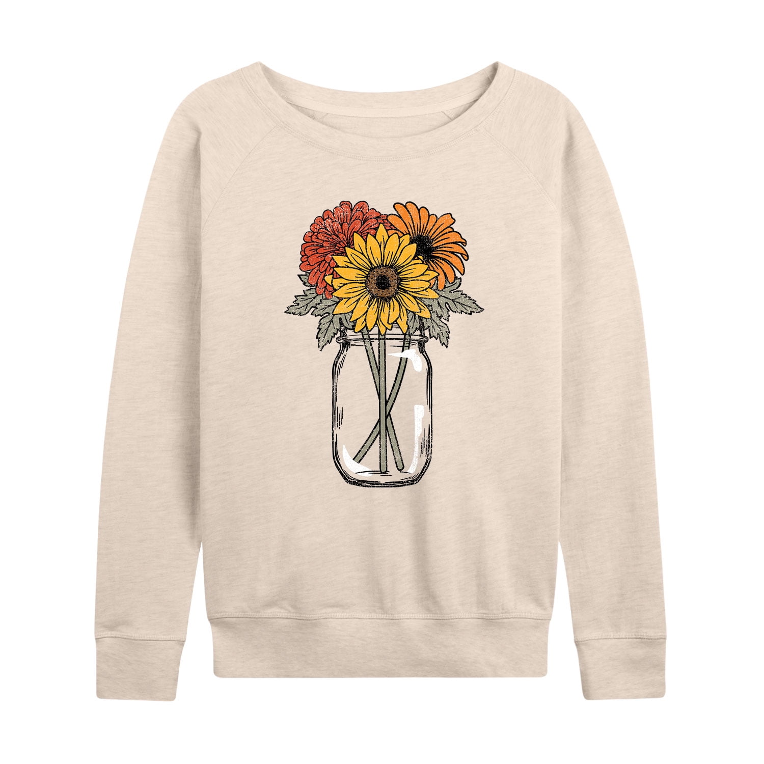 Instant Message - Fall Flowers Mason Jar - Women's French Terry Long ...