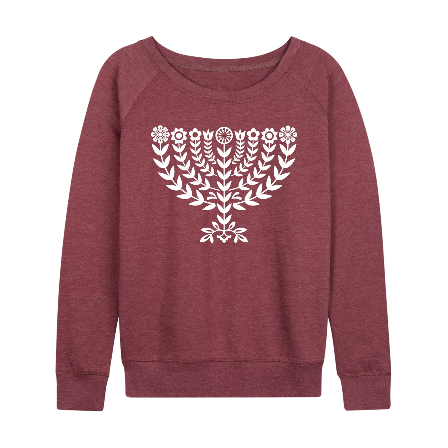 Instant Message - Floral Menorah - Women's French Terry Long Sleeve ...