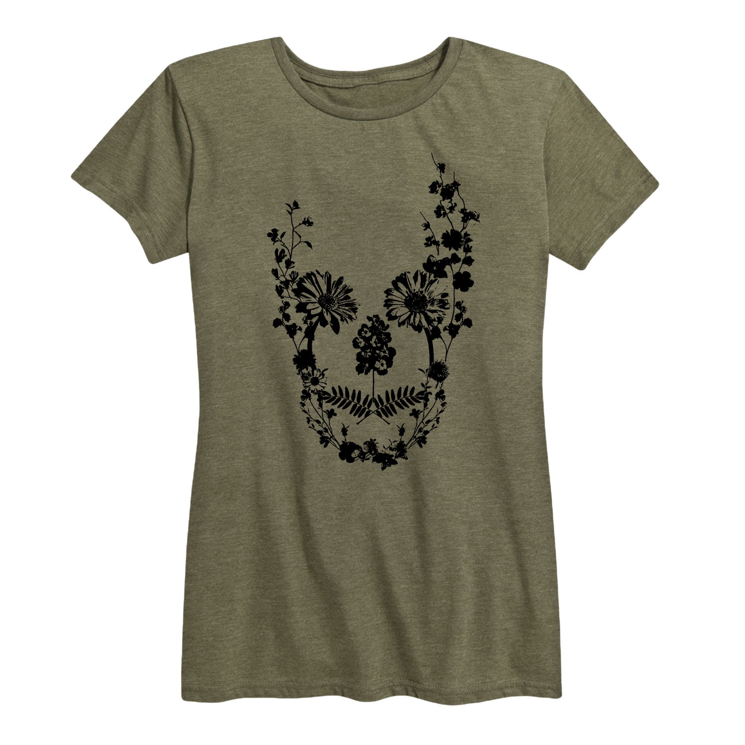 Instant Message - Floral Skull - Women's Short Sleeve Graphic T-shirt ...