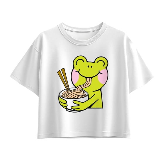 Instant Message - Frog Ramen - Youth Girls Boxy T-Shirt - Walmart.com