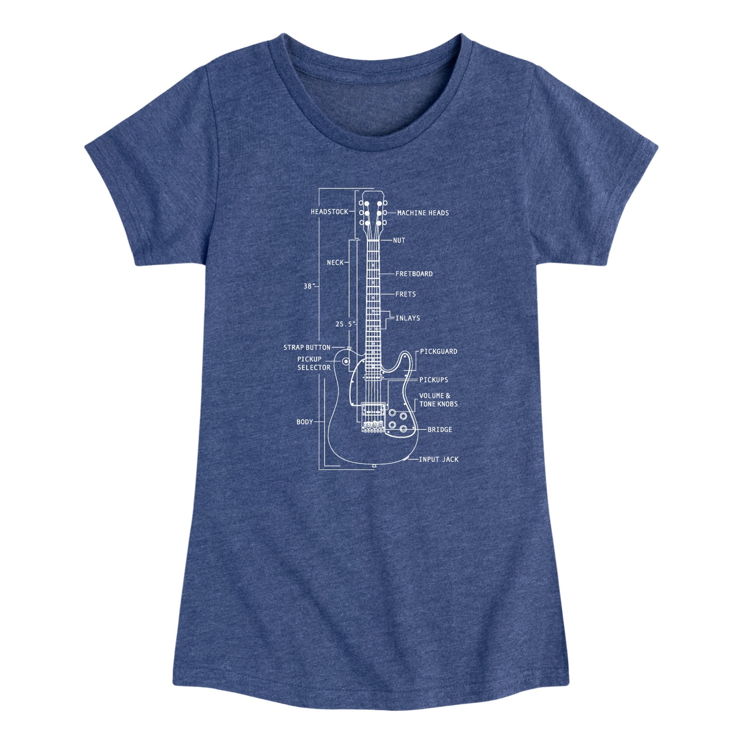 Instant Message - Guitar Diagram - Youth Girls Short Sleeve T-shirt ...