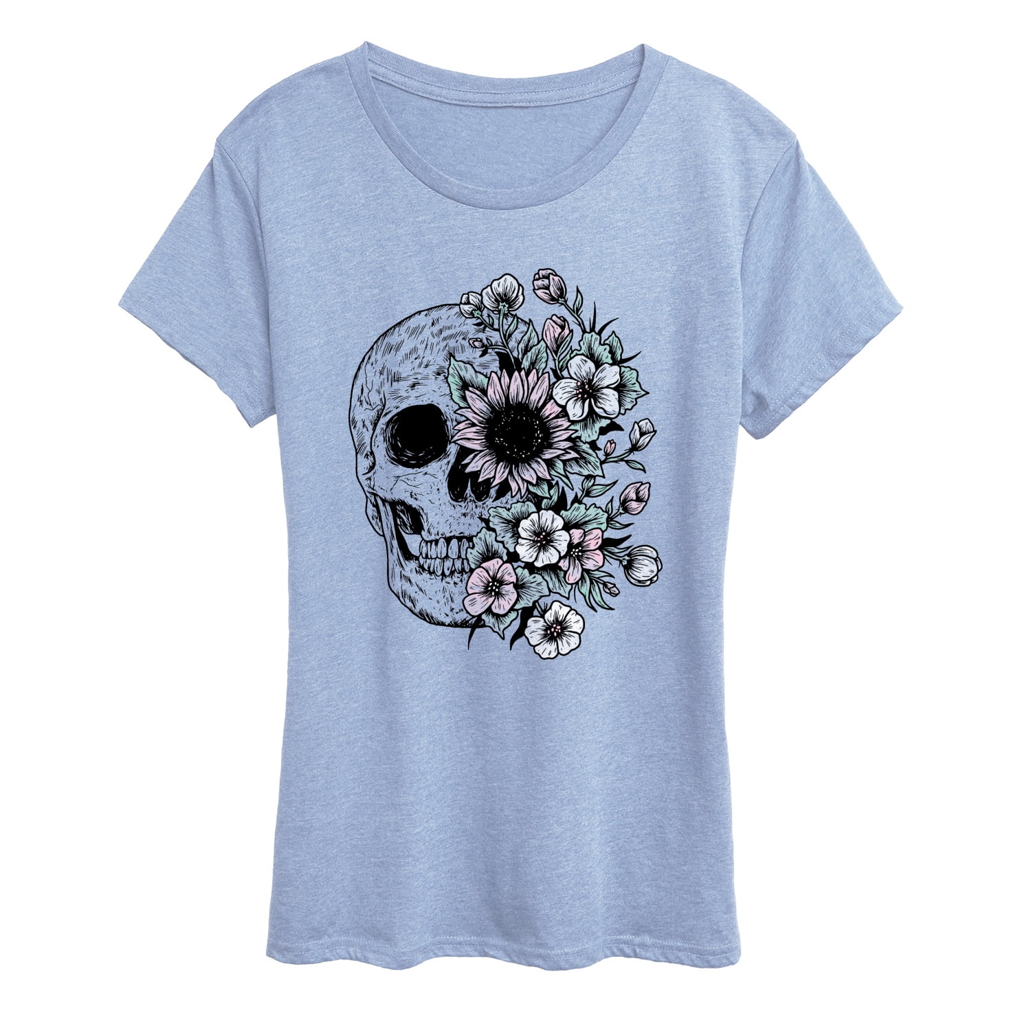 Instant Message - Half Skull Half Flowers - Women's Short Sleeve ...