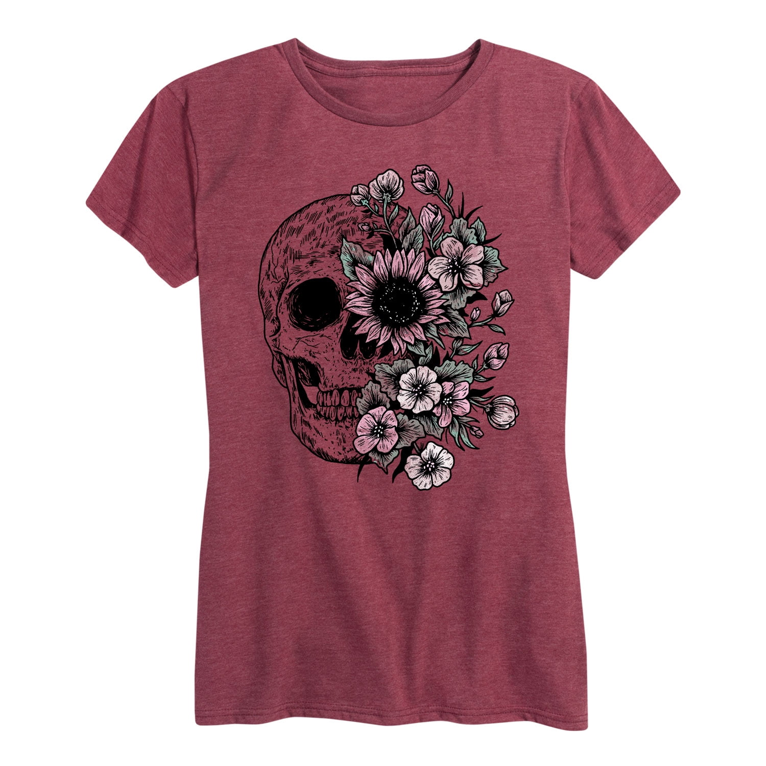 Instant Message - Half Skull Half Flowers - Women's Short Sleeve ...