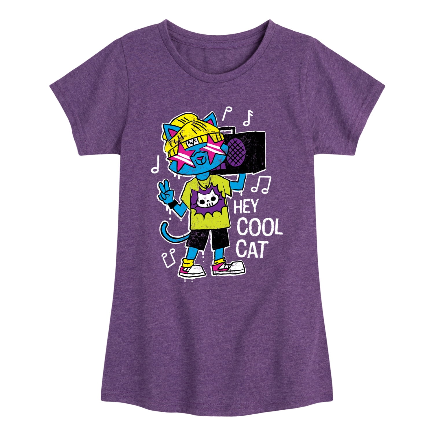 Instant Message - Hey Cool Cat Boombox - Toddler & Youth Girls Short ...