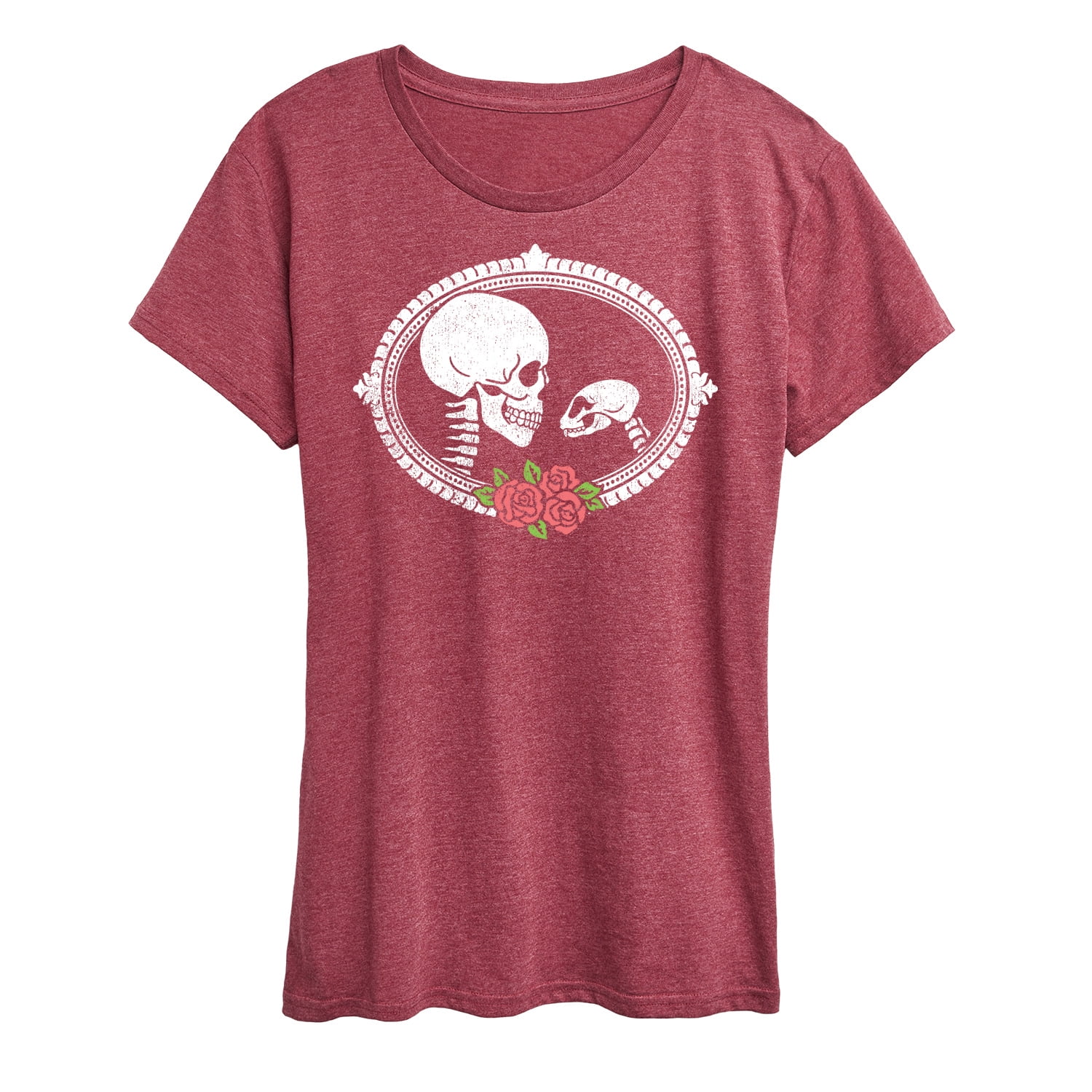 Instant Message - Human And Cat Skull - Women's Short Sleeve Graphic T ...