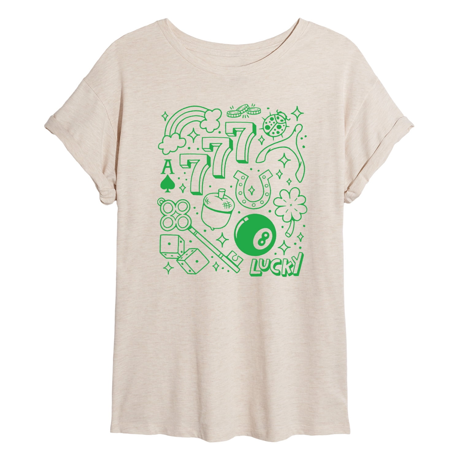 Instant Message - Lucky Cluster - Juniors Oversized Graphic T-Shirt ...