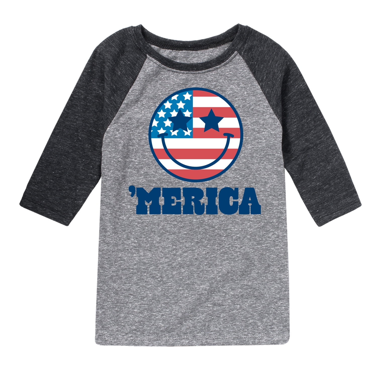 Instant Message - Merica Smile Face - Toddler & Youth Raglan Graphic T ...
