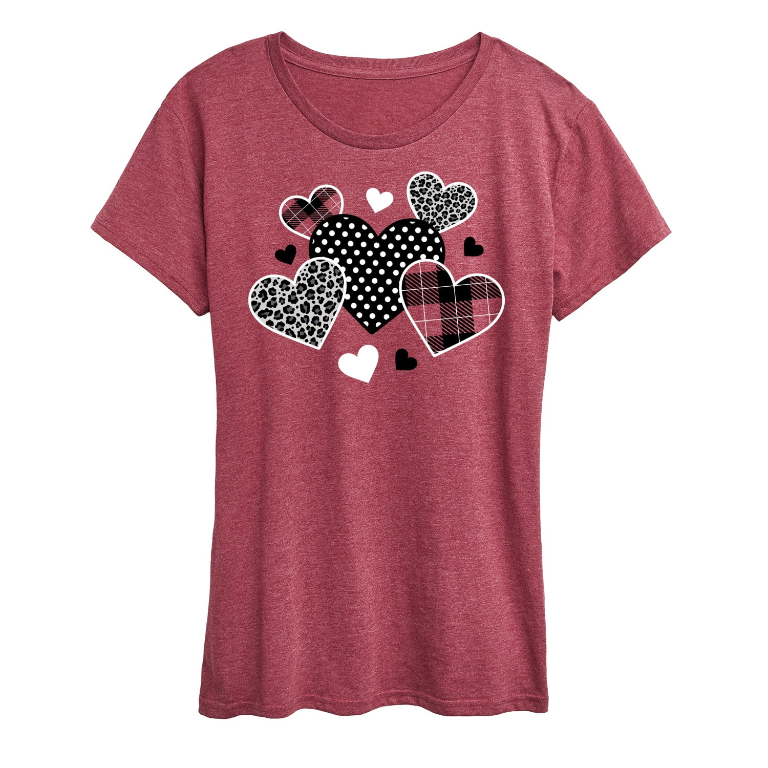 Instant Message - Mixed Patterned Hearts - Women's Short Sleeve Graphic ...