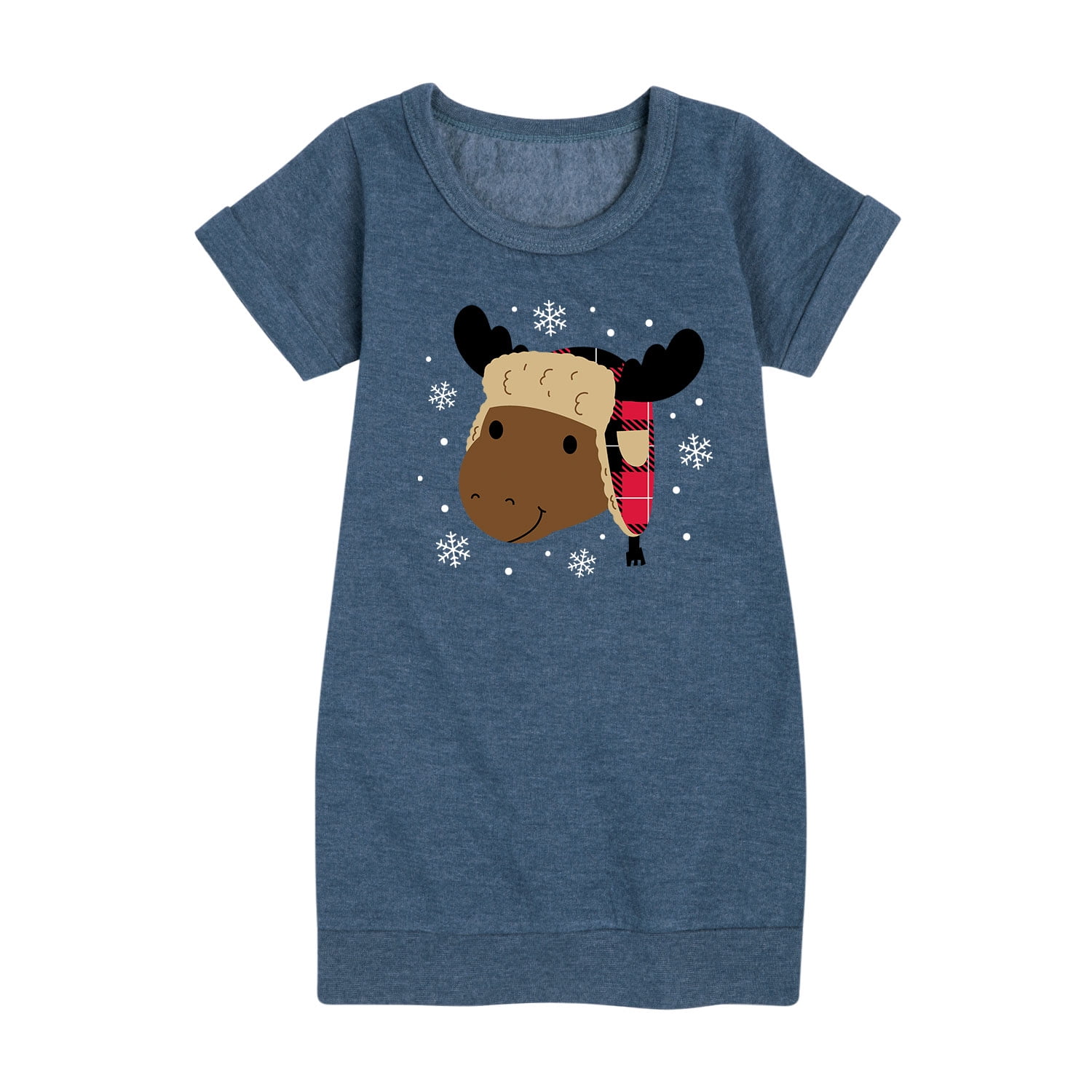 Instant Message - Moose In A Hat - Toddler And Youth Girl Fleece Dress ...