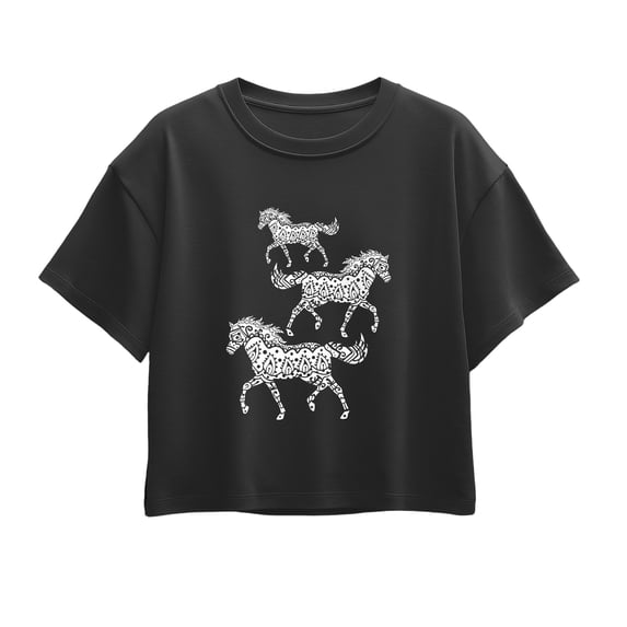 Instant Message - Paisley Horses - Youth Girls Boxy T-Shirt - Walmart.com