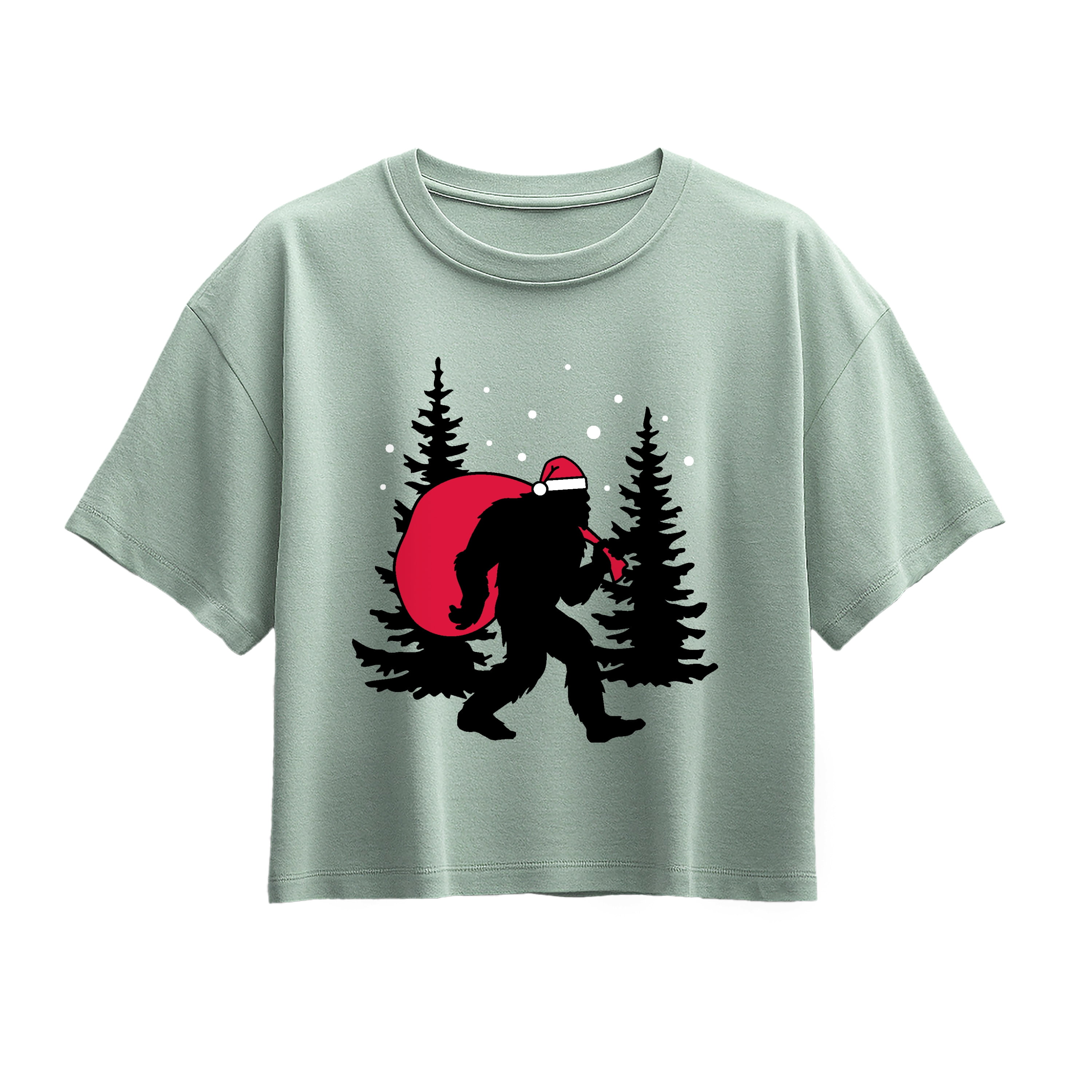 Instant Message - Sasquatch Santa - Youth Girl Short Sleeve Boxy Tee ...