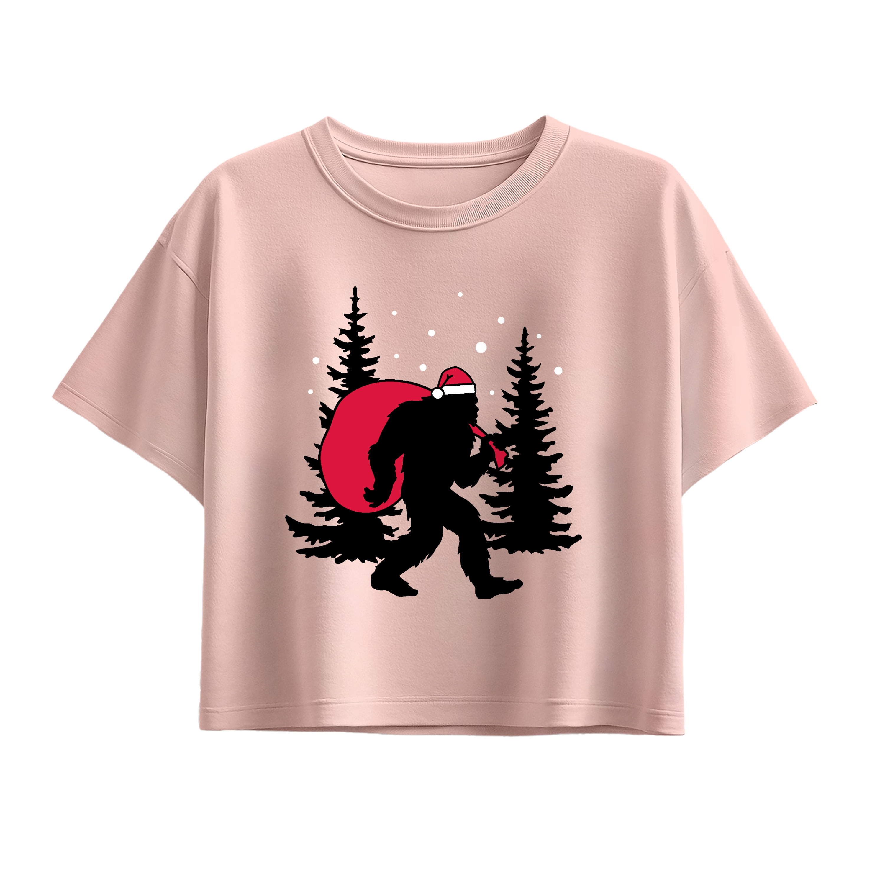 Instant Message - Sasquatch Santa - Youth Girl Short Sleeve Boxy Tee ...