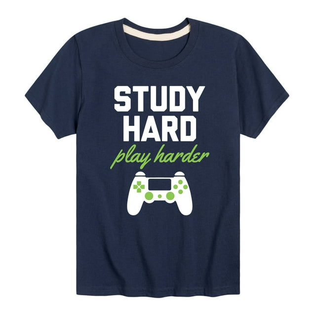 Instant Message - Study Hard Play Harder - Toddler And Youth Short Sleeve Graphic T-Shirt ...