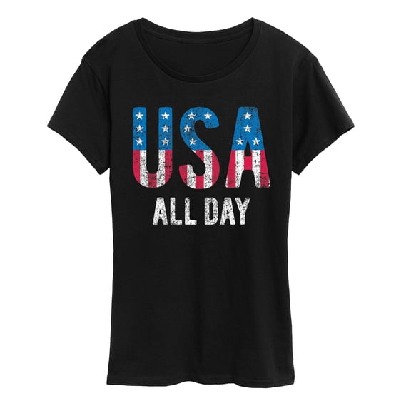 Instant Message - USA Flag Stars - Women's Short Sleeve Graphic T-Shirt ...