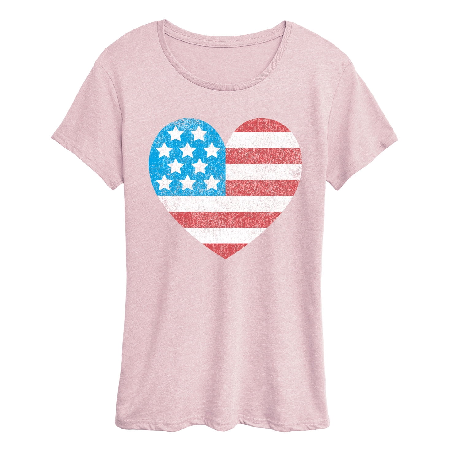 Instant Message - USA Flag Heart - Women's Short Sleeve Graphic T-Shirt ...
